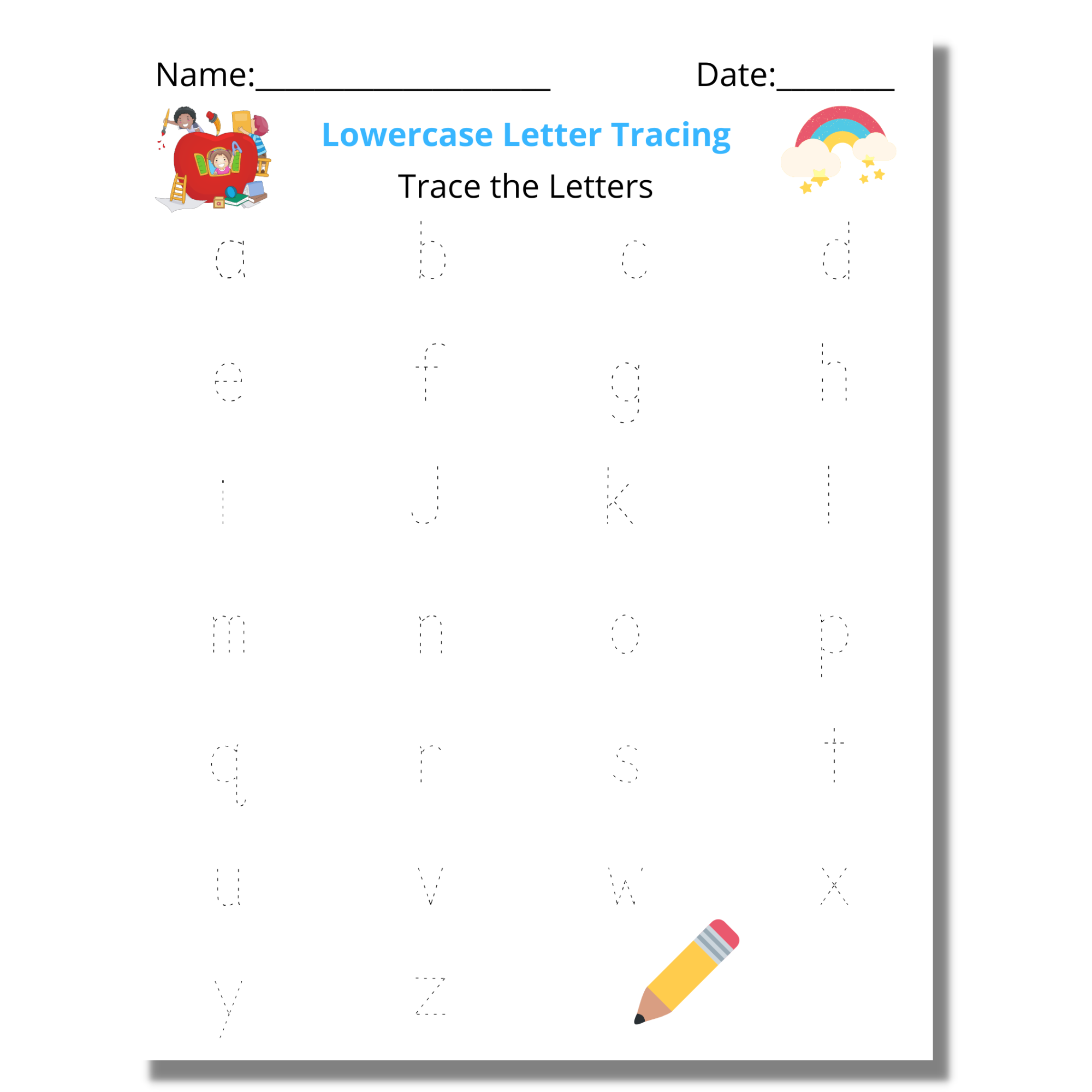 Lowercase Writing Chart Letter Tracing Practice Worksheet At Home